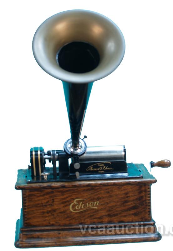 Early Countertop Edison Hand Crank Phonograph