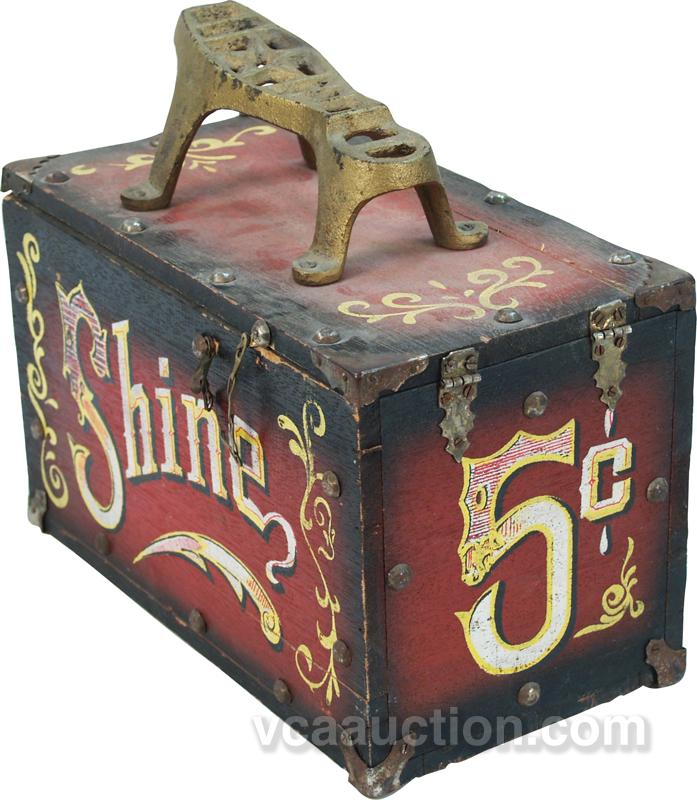 Hand painted shoe shine box folk art