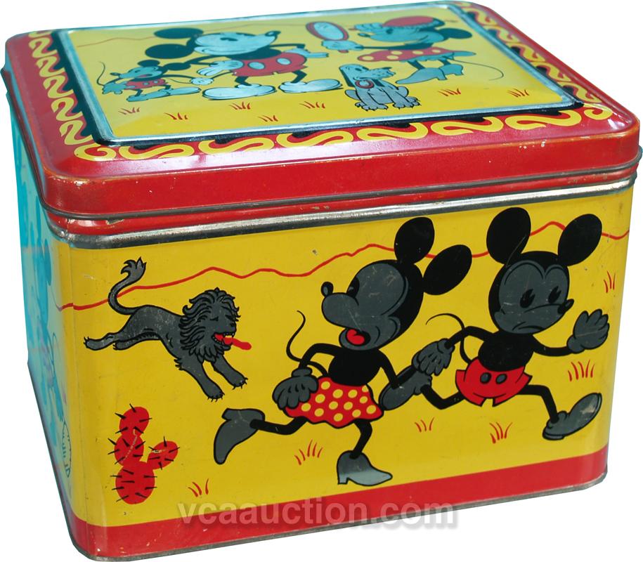 Early Mickey & Minnie Mouse Biscuit Tin Container