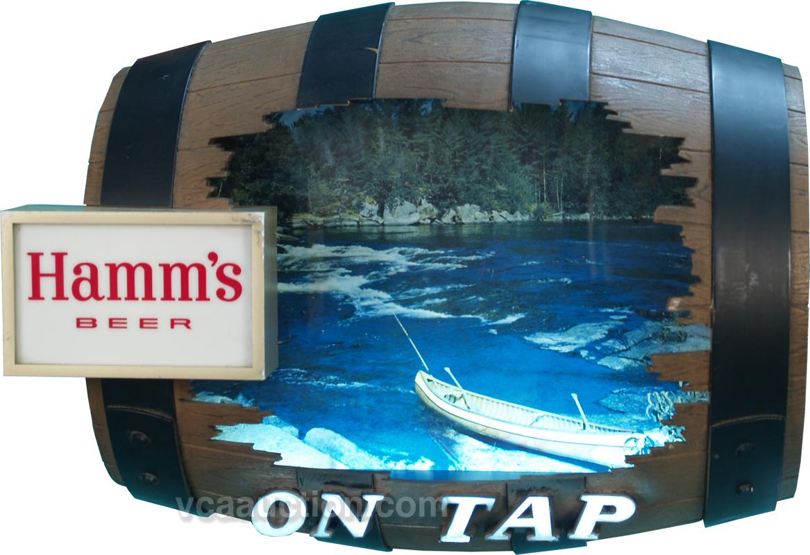 Plastic Hamm's Beer Light-Up Barrel Sign