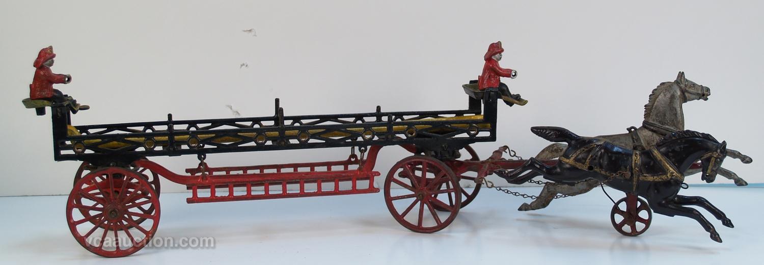 Early Cast-Iron Horse Drawn Ives Hook & Ladder Carriage