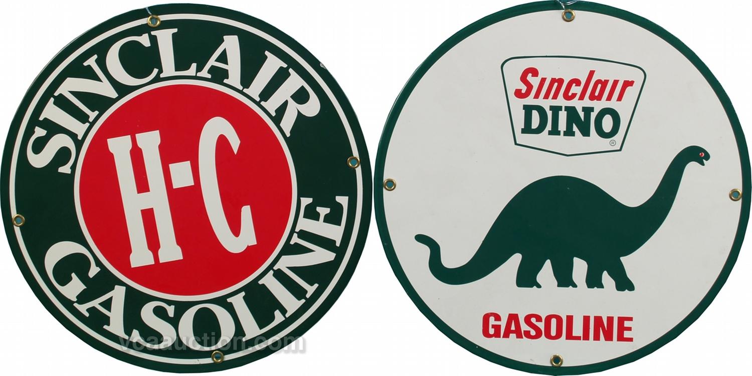 Lot Of 2 Sinclair Gasoline Porcelain Signs: