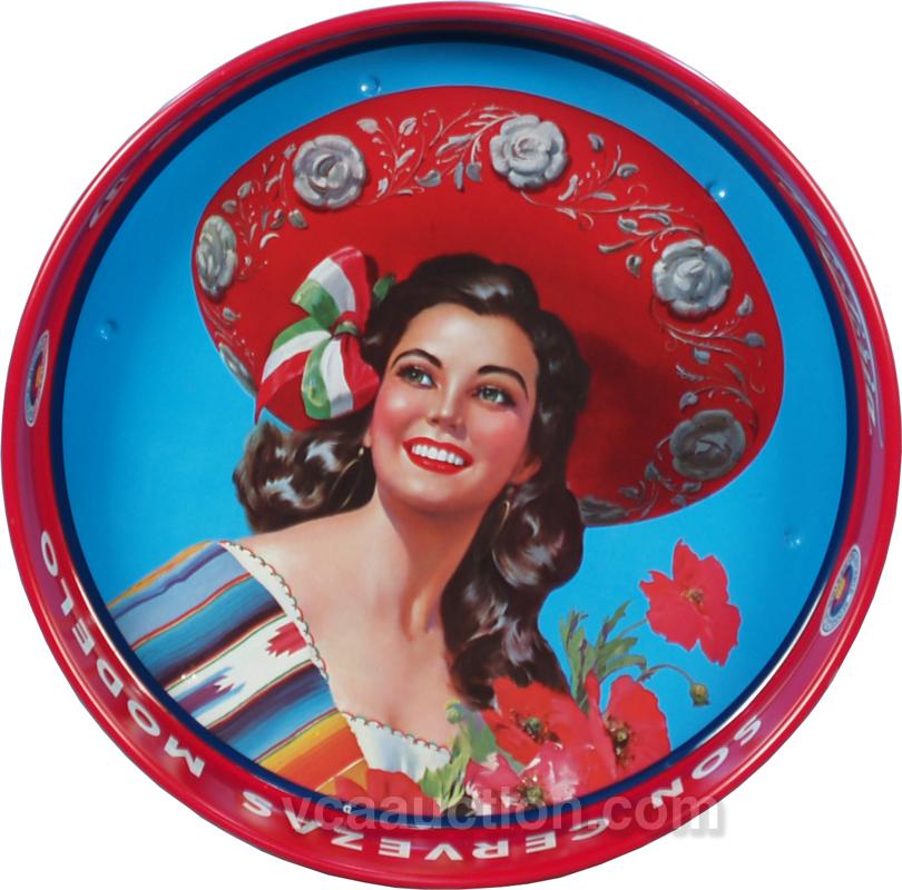 "Corona" Cerveza Round Tin Serving Tray