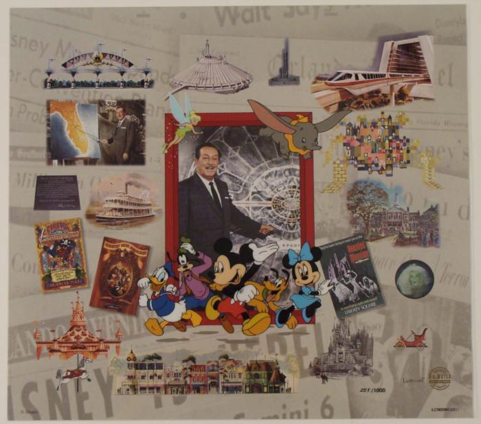 Walt Disney World Collage Sericel Animation Art Mickey