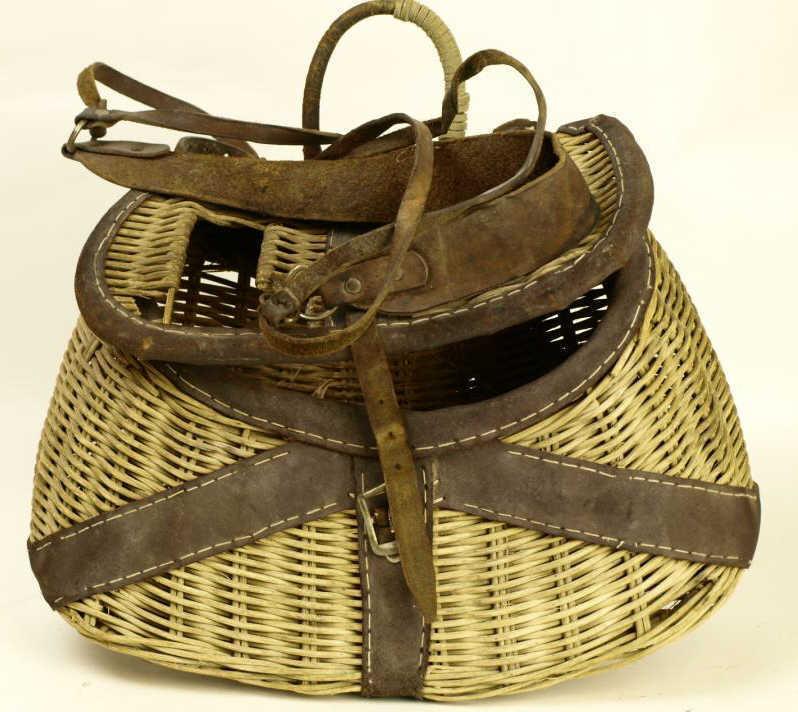 Woven wicker fishing creel complete with shoulder strap. Great cabin ...