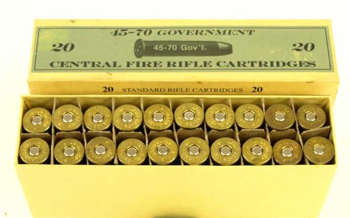 Full box of 45-70 Gov't cartridges by Cheyenne Cartridge boxes company.
