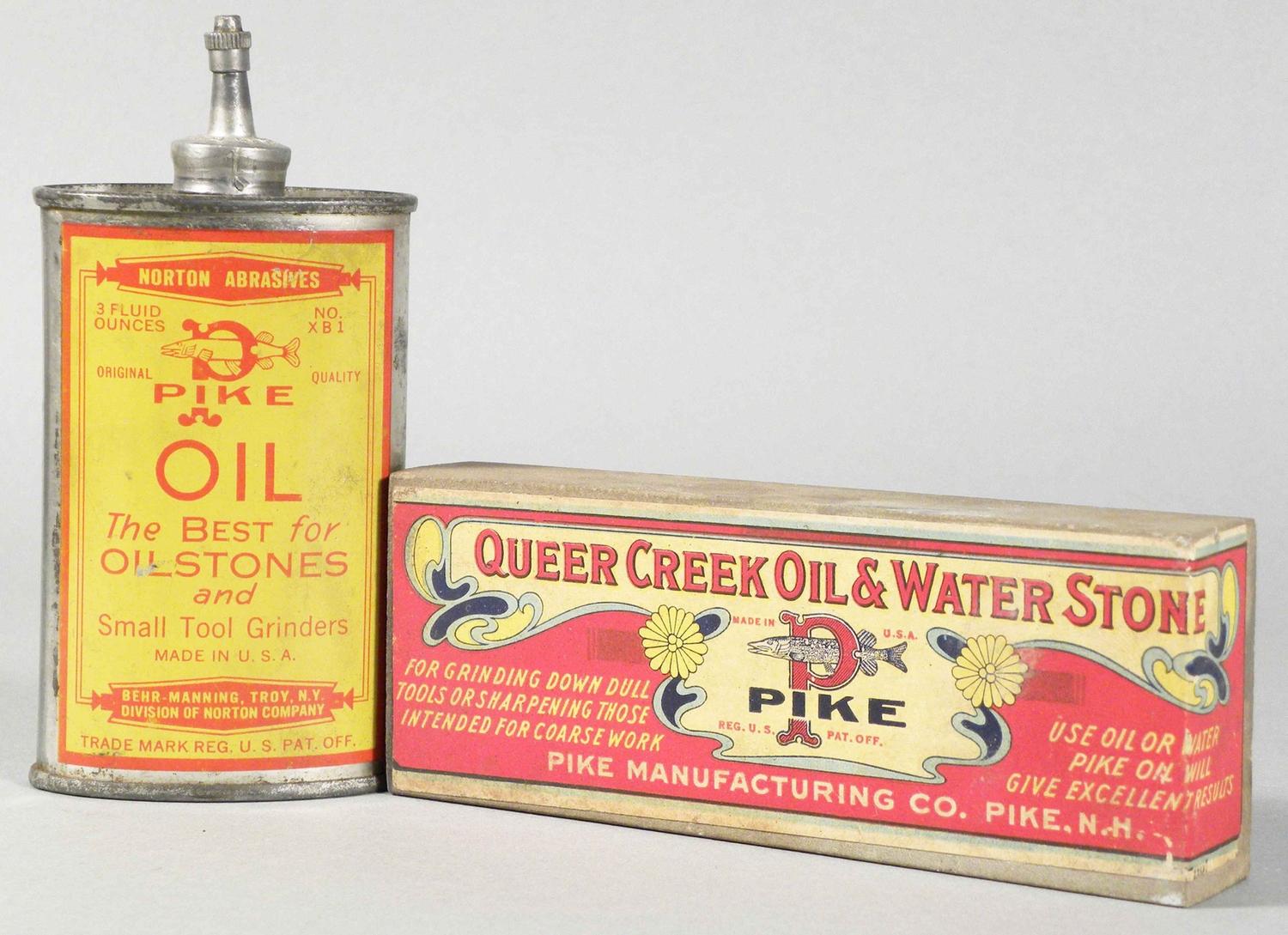 Pike Oil Tin & Queer Creek Water Stone