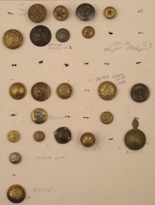 22 Vintage Buttons: German Imperial,British, Indian War