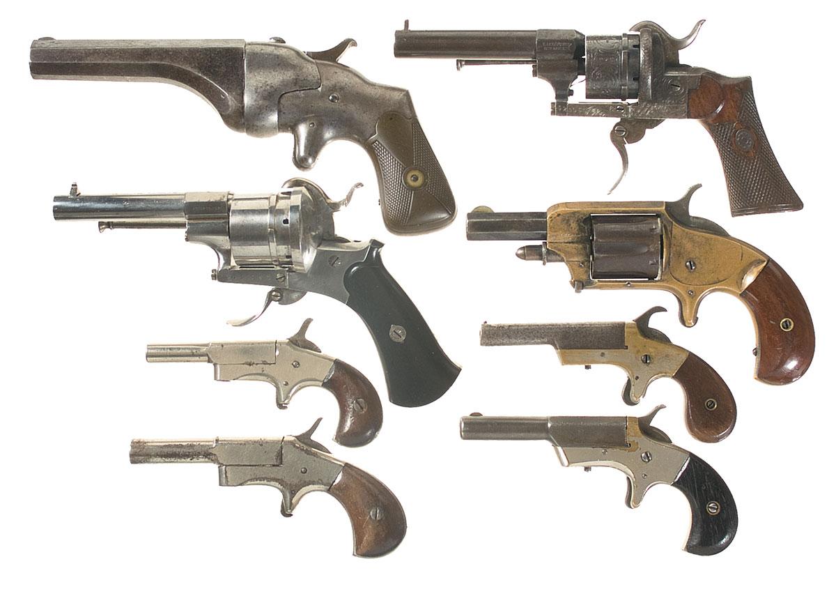 Three Antique Revolvers and Five Pistols