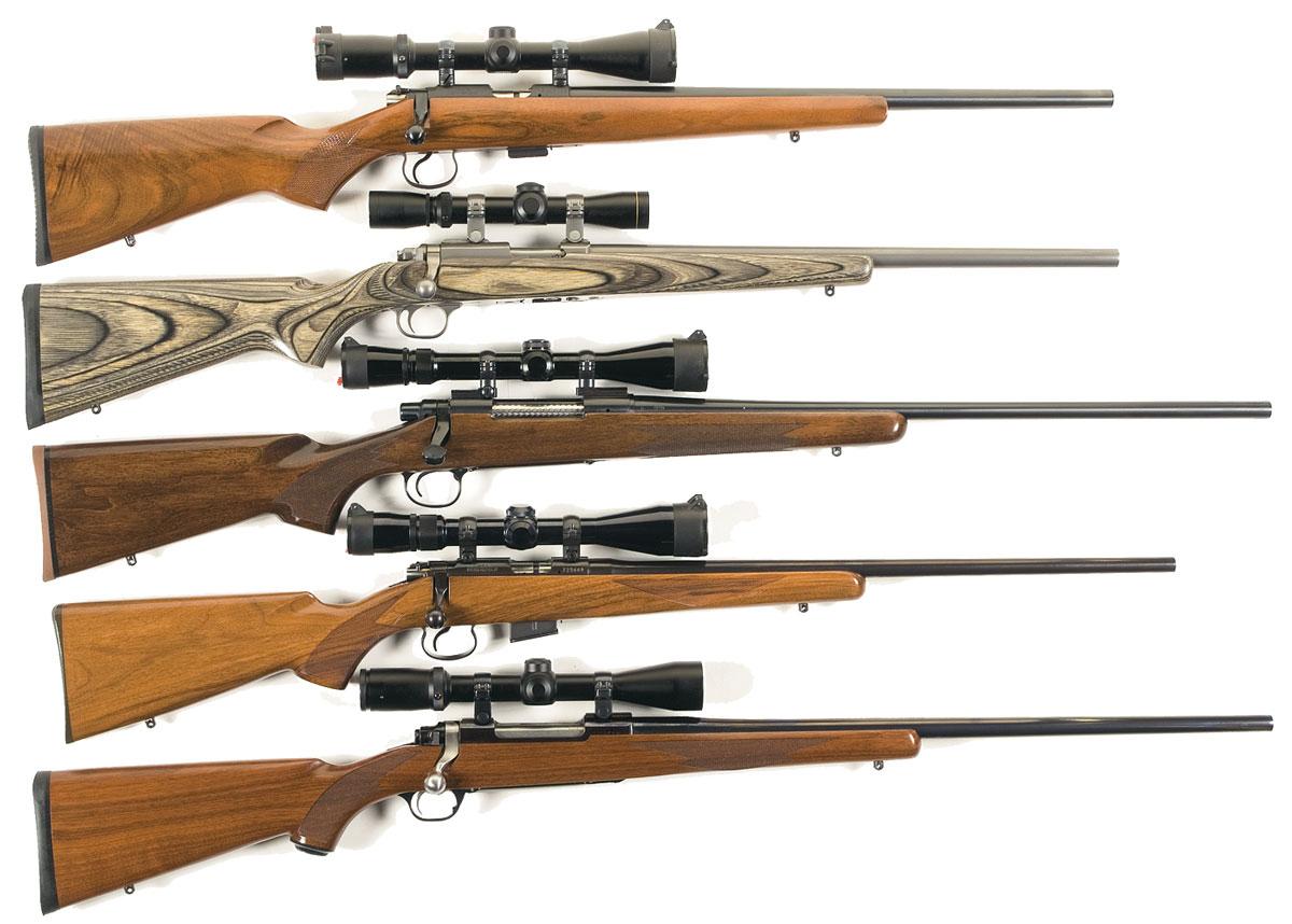 Five Scoped Bolt Action Rifles
