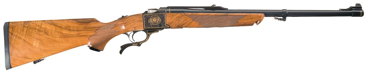Engraved Gold Inlaid Ruger No.1 50th Anniversary Single Shot Rifle