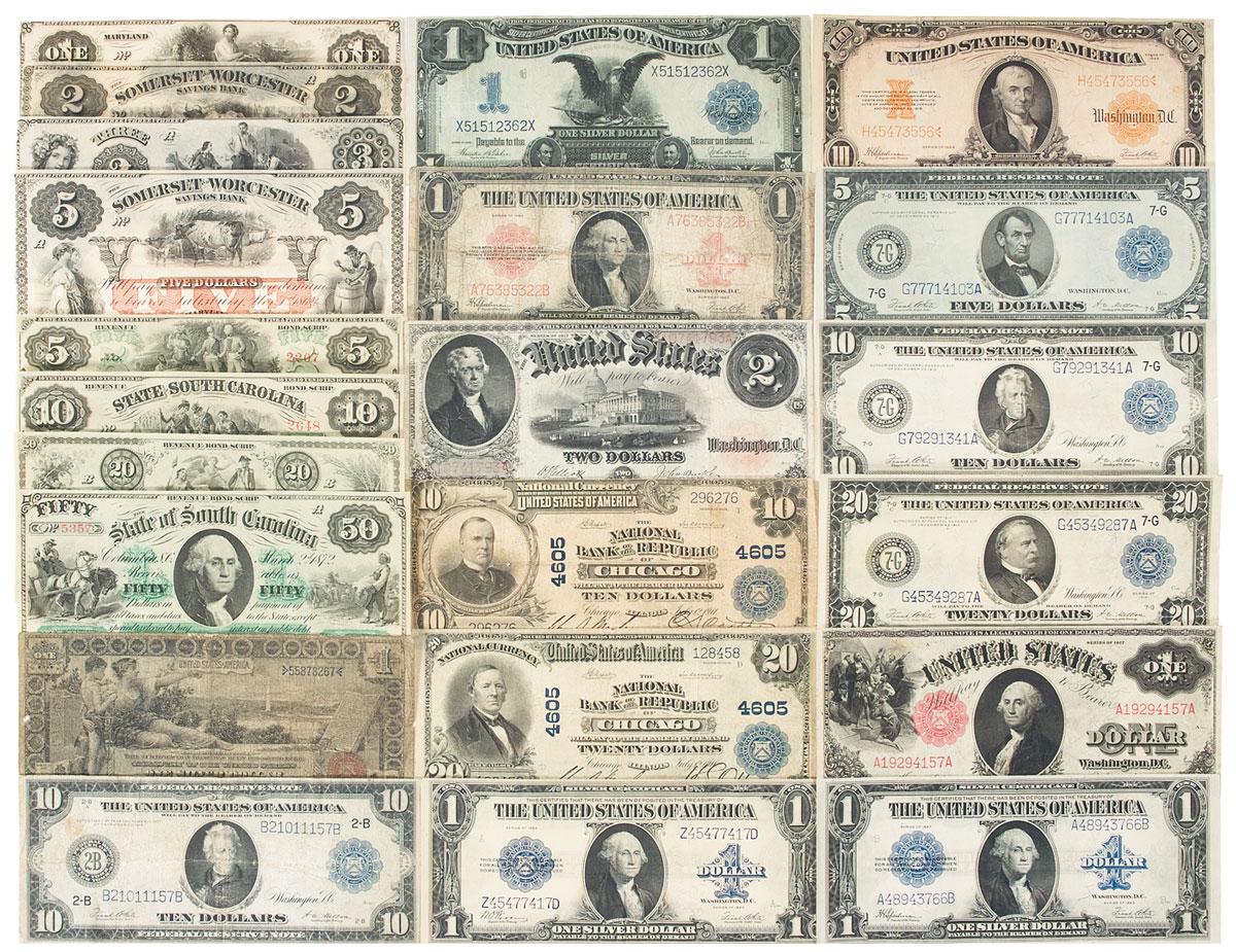 Assortment Of American Paper Currency Including State Bond Scrip And assortment-of-american-paper-currency-including-state-bond-scrip-and