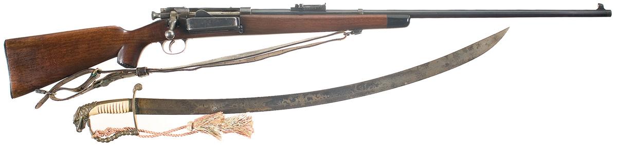 Custom Springfield Model 1896 Krag Bolt Action Rifle with Eagle Head Sword