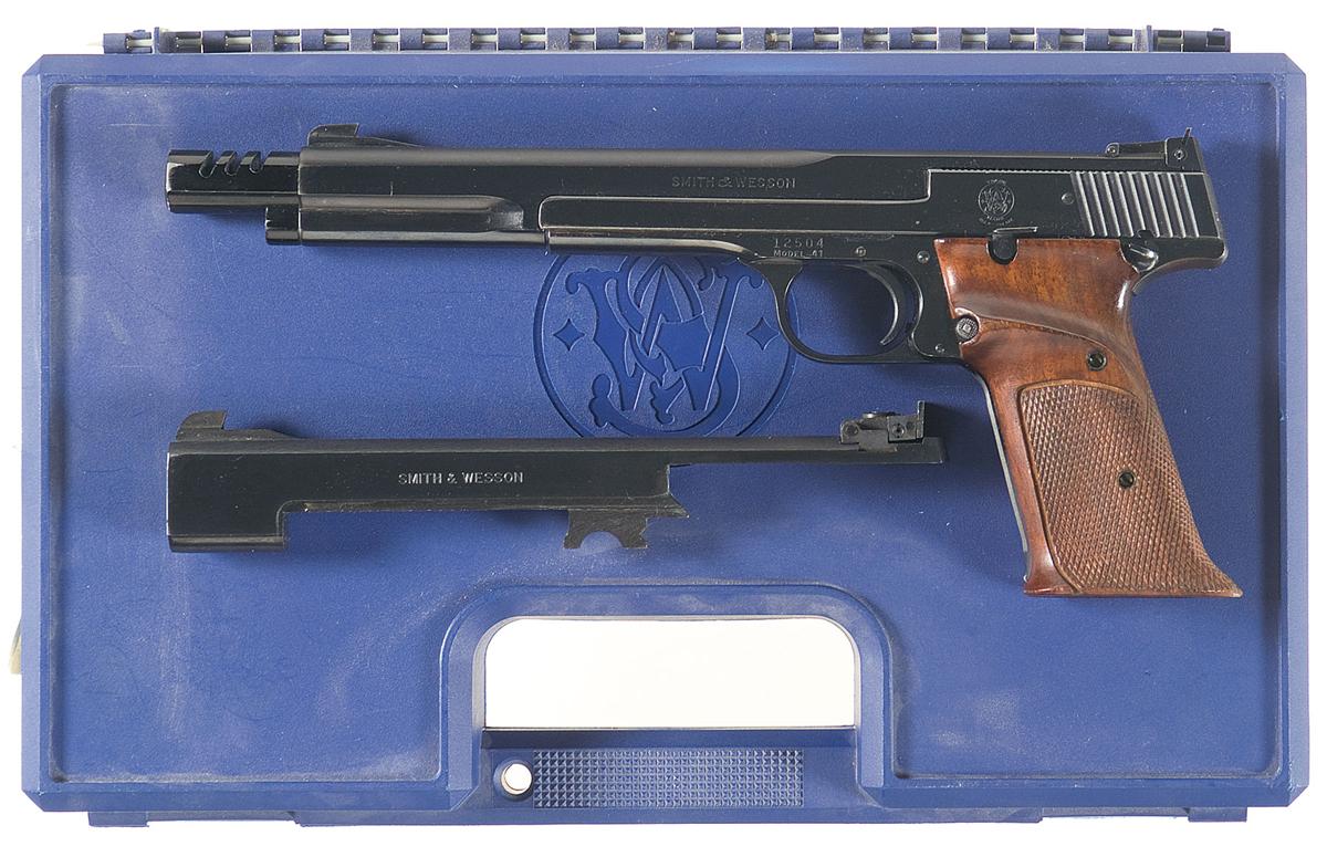 Smith & Wesson Model 41 Semi-Automatic Pistol with Extra Barrel and Case