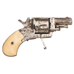 Engraved Belgian Revolver with Ivory Grips