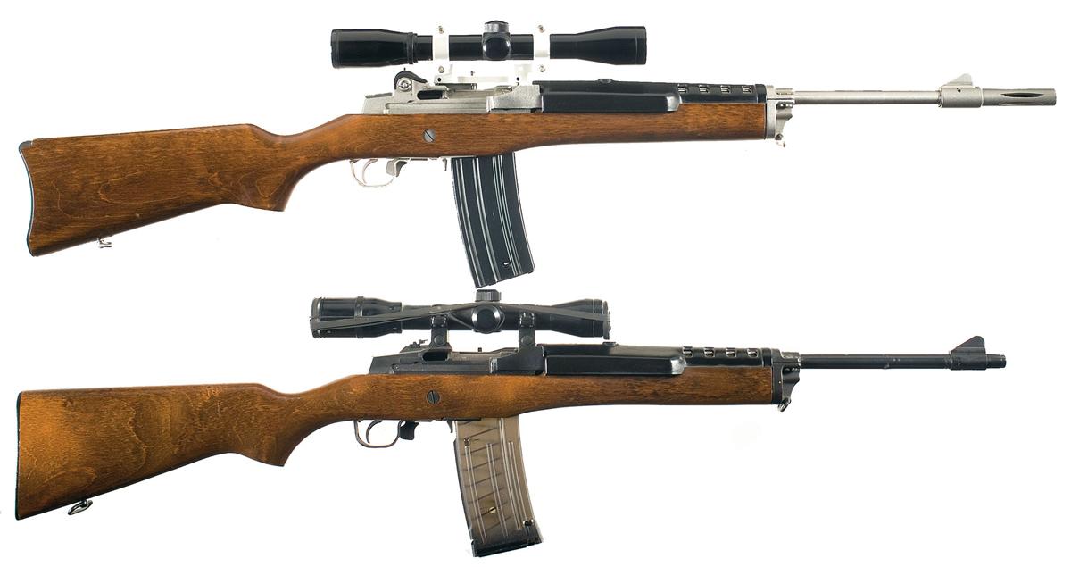 Two Scoped Ruger Mini-14 Long Guns