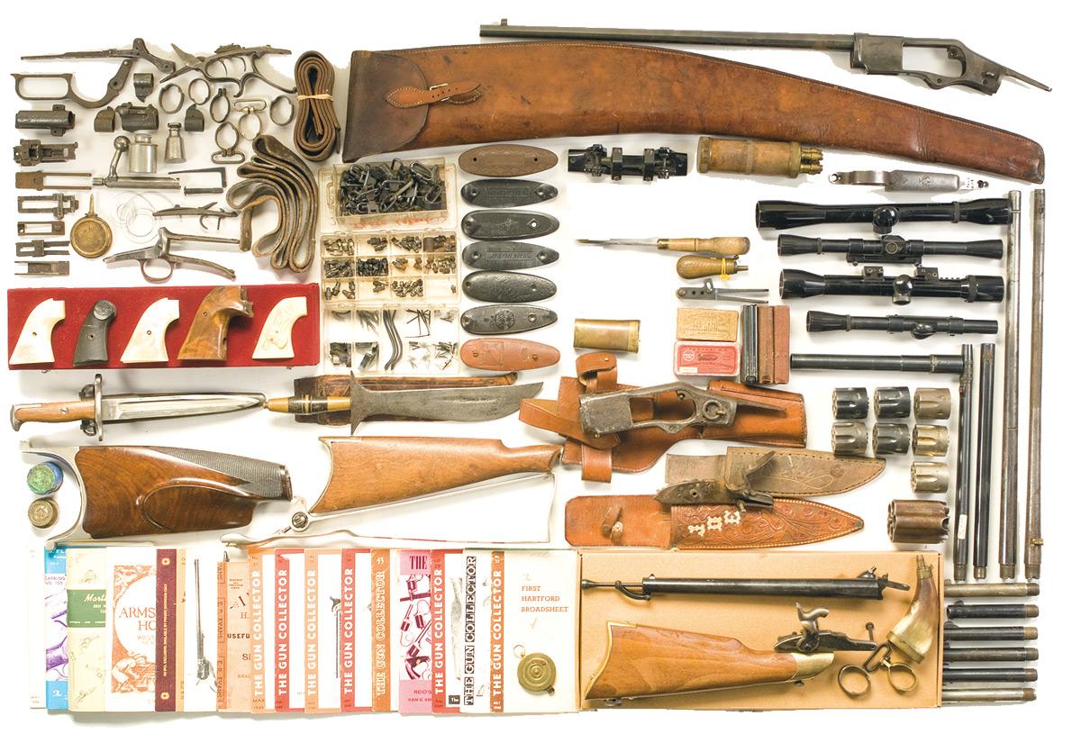 German Rifle Frame, Large Assortment of Gun Parts, Scopes and Other Items