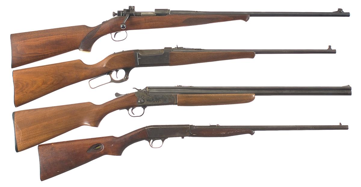 One Remington and Three Savage Rifles- A) Savage Arms Model 1920 Bolt ...