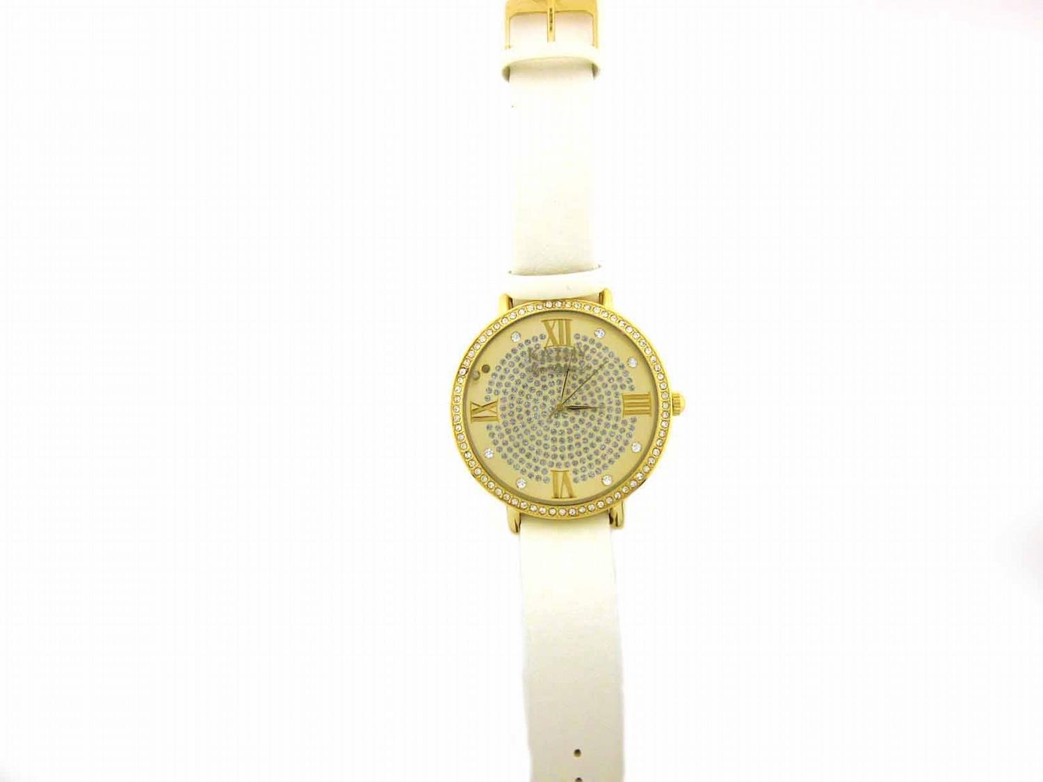 Kathy Van Zeeland Strap Watch w/ Crystal Bezel & Dial