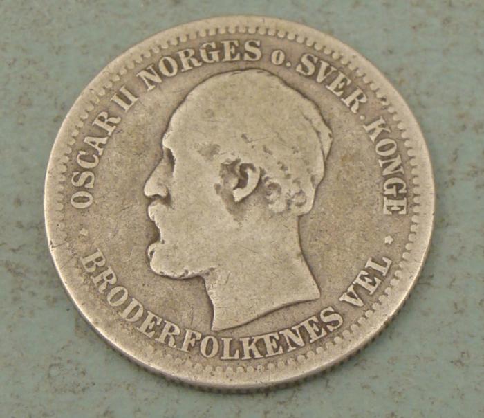 Norway Rare 1877 One Krone Coin