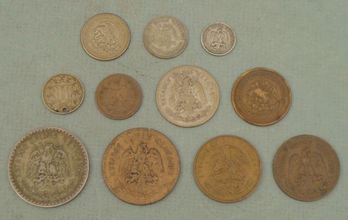 11 Old Mexico Coins Pesos Centavos 1882-1955