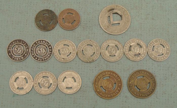 15 Old CTA Tokens Chicago Rapid Transit, + Brass