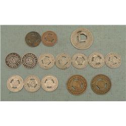 15 Old CTA Tokens Chicago Rapid Transit, + Brass
