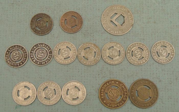 15 Old CTA Tokens Chicago Rapid Transit, + Brass