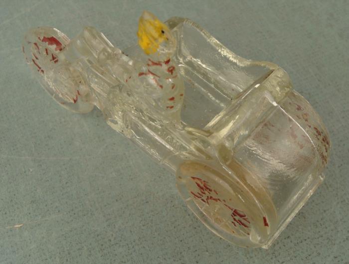 Antique Indian Motorcycle Glass Candy Dish w/ Sidecar