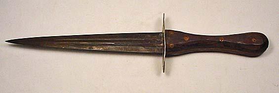 ANTIQUE OLD WEST GAMBLER'S PUSH DAGGER W/ WOOD HAN