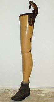RARE WW1 ERA SOLDIER'S WOODEN PROSTHETIC LEG W/ SO