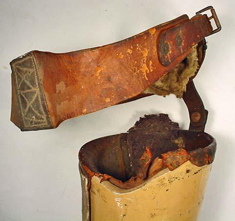 RARE WW1 ERA SOLDIER'S WOODEN PROSTHETIC LEG W/ SO
