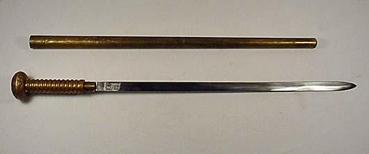WW2 GERMAN NAZI SWAGGER STICK SWORD CANE - BRASS