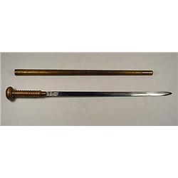 WW2 GERMAN NAZI SWAGGER STICK SWORD CANE - BRASS