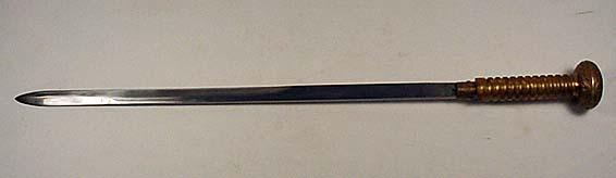 WW2 GERMAN NAZI SWAGGER STICK SWORD CANE - BRASS