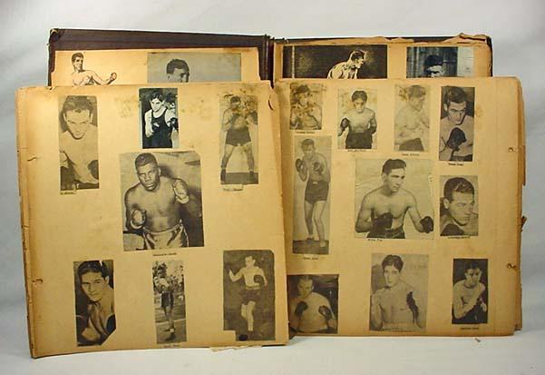 LARGE VINTAGE BOXING SCRAPBOOK - W/ HUNDREDS OF BO