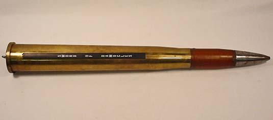 LARGE VINTAGE ARTILLERY SHELL W/ STICKER "SWORD OF