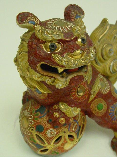 Pair vintage porcelain "Foo Dogs with Ball"