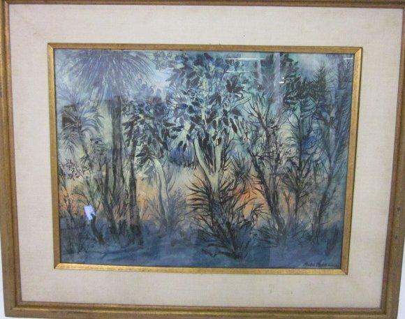 Framed watercolor "Forest" by Rubi Roth
