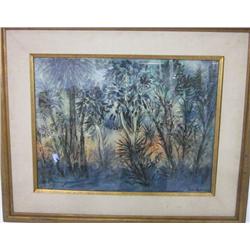 Framed watercolor "Forest" by Rubi Roth