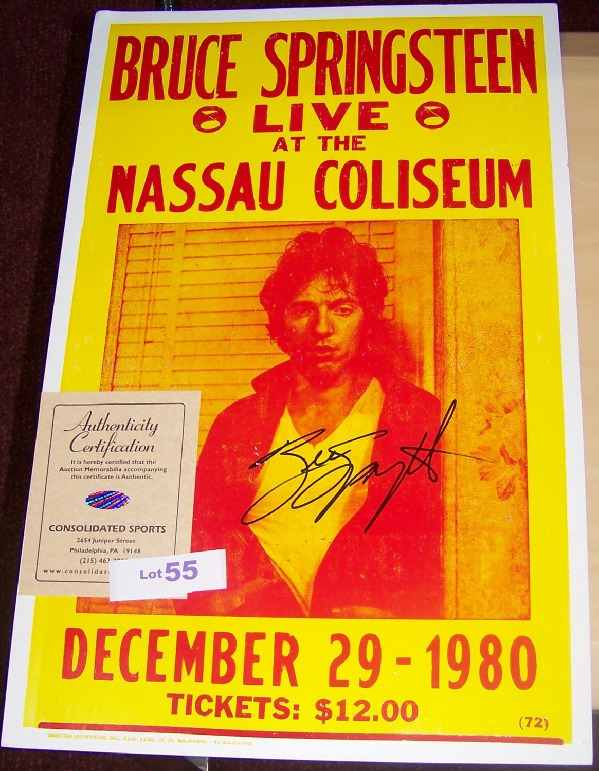 BRUCE SPRINGSTEEN SIGNED poster Live at the Nassau Coliseum Dec. 29 ...