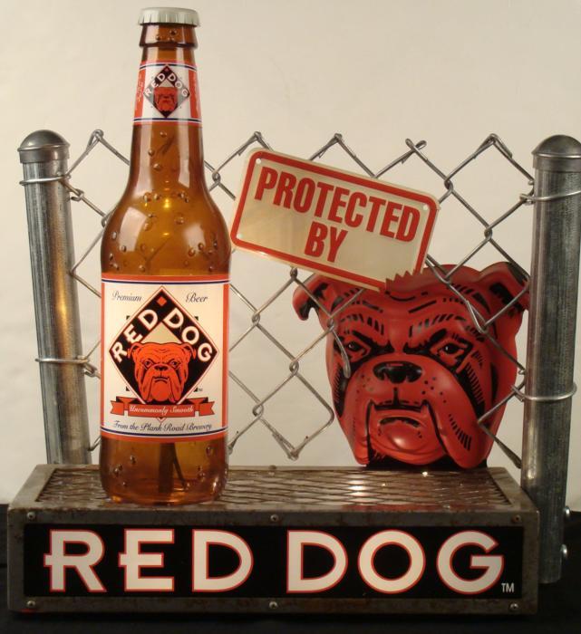 HUGE RED DOG BEER BAR TOP ADVERTISING SIGN