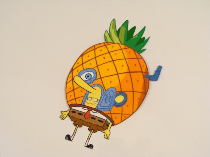 Growing SpongeBob Cel Production Art Original Pineapple