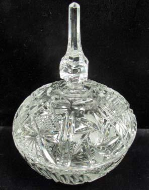 FANCY CRYSTAL CANDY DISH W/ LID - Approx. 6" diame