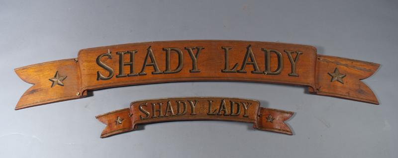 (2) Ed Rich Saloon Style "Shady Lady" Wood Signs