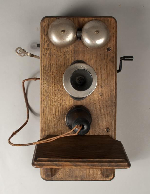 Antique Oak Kellogg Wall Telephone