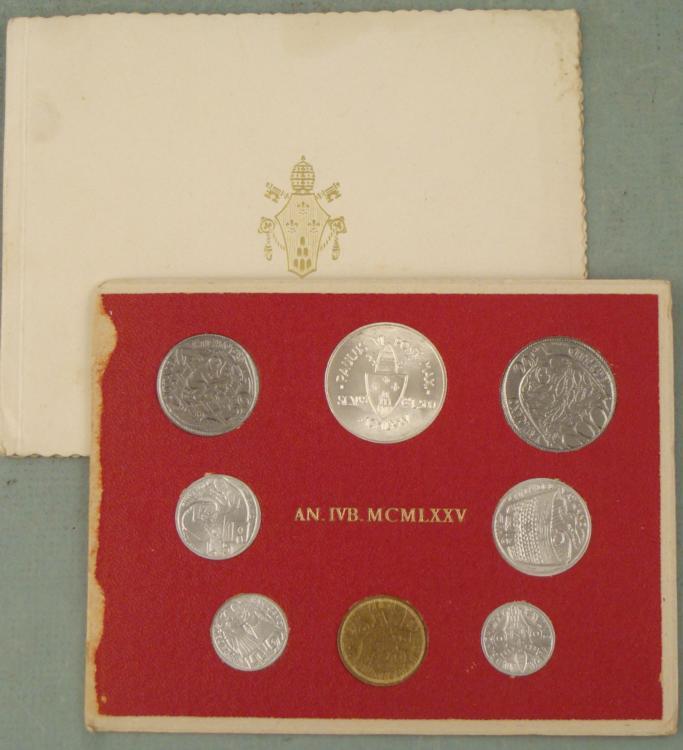 1975 8 Coin Papal UNC Set Vatican City Paulus VI Pont