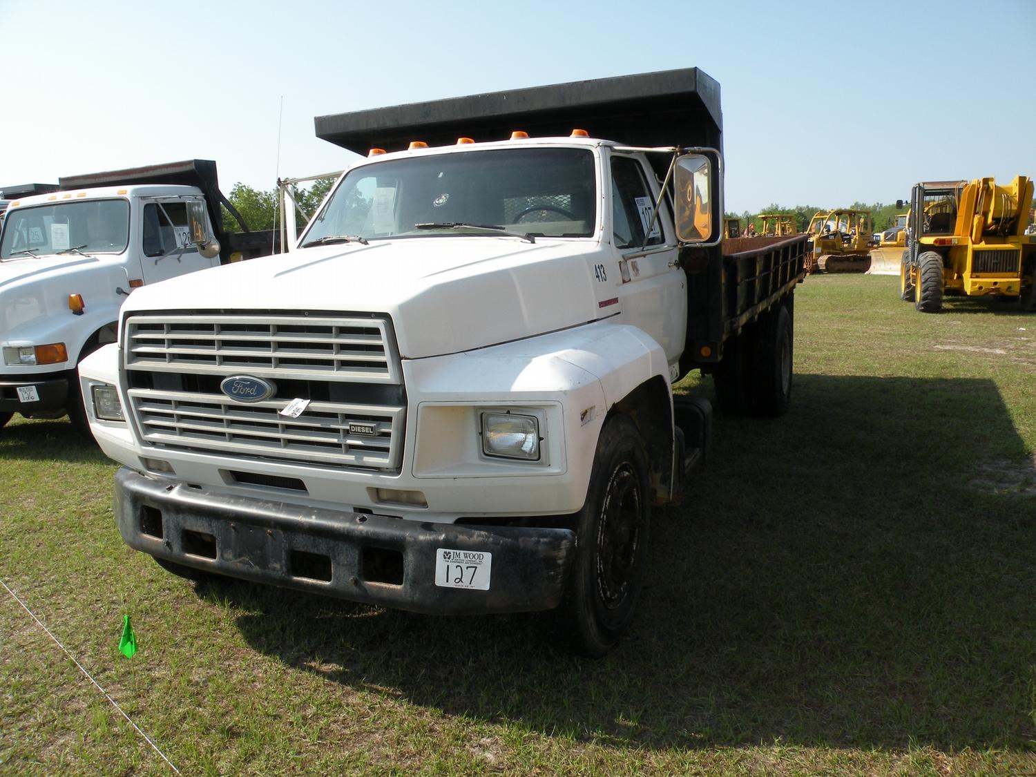 1989 FORD F600 S /A FLATBED DUMP