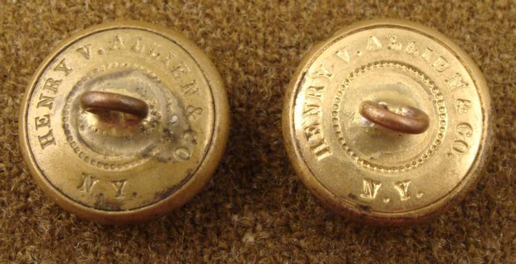 2 Civil War Buttons Henry V. Allien & Co. N.Y. ORIG