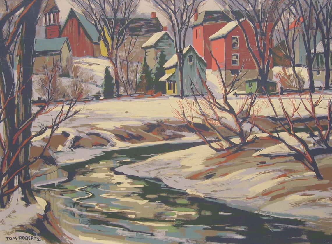 Village in Winter - THOMAS KEITH ROBERTS RCA, OSA ( Canadian 1909 - 1998 )